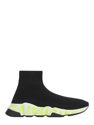 Balenciaga Speed Graffiti Sneakers - Black/fluo Green