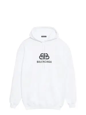 Balenciaga Bb Fleece Hoodie - White