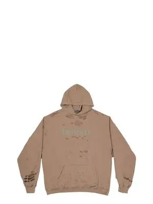 Balenciaga Caps Destroyed Oversize Fit Hoodie - Dark Beige/khaki
