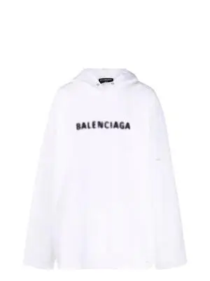 Balenciaga Logo Print Hoodie - White
