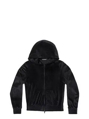 Balenciaga Bb Paris Strass Zip-up Fitted Hoodie - Black