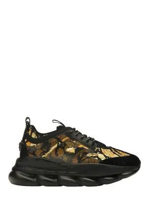 Versace Chain Reaction Sneakers - Central Greek Key Print/black