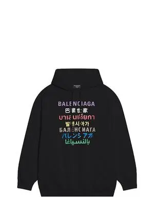 Balenciaga Languages Medium Fit Hoodie - Black
