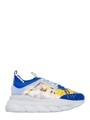 Versace Baroque Chain Reaction Sneakers - Blue/gold/white