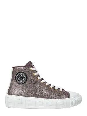 Versace Greca High-Top Sneakers Metallic Gold