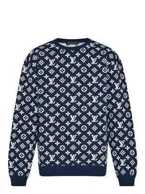 LOUIS VUITTON Monogram Jacquard Crewneck Sweatshirt - Blue/white