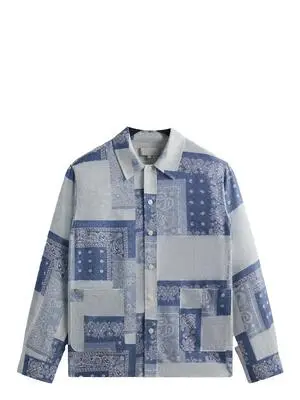 Kith Washed Paisley Long Sleeve Boxy Collared Overshirt - Light Indigo