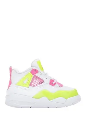 JORDAN Air Jordan 4 Retro Toddler Sneakers White/lemon Venomone-colorpink Blast