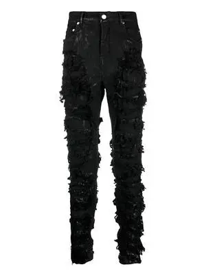 Rick Owens Distressed Slim Fit Jeans - Black