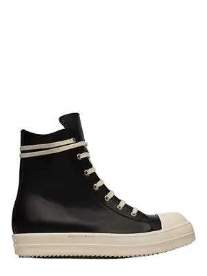 Rick Owens Ramones Leather High-top Sneakers - Black/cream