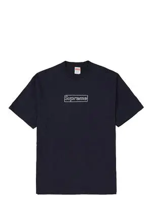 Supreme Kaws Chalk Logo Tee Shirt Navy Blue