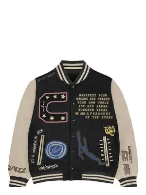 TRAVIS SCOTT Cactus Jack For Fragment Manifest Letterman Jacket - Brown/cream