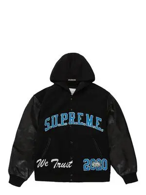 Supreme King Hooded Varsity Jacket - Black