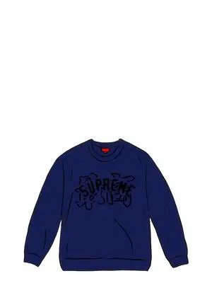 Supreme Kanji Logo Crewneck Sweatshirt Navy Blue/red