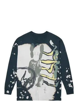 TRAVIS SCOTT Cactus Jack + Kaws For Fragment Long Sleeve Tee Shirt - Multi Grey
