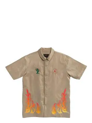 TRAVIS SCOTT Cactus Jack X Jordan Button Down Shirt - Khaki/university Red