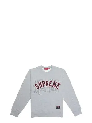 Supreme Kanji Logo Crewneck Sweatshirt - Heather Grey