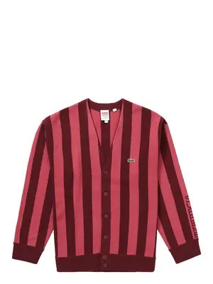 Supreme Lacoste Stripe Cardigan - Burgundy