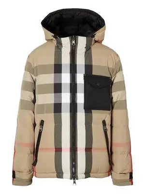 Burberry Reversible Check Nylon Puffer Jacket - Black Archive Beige
