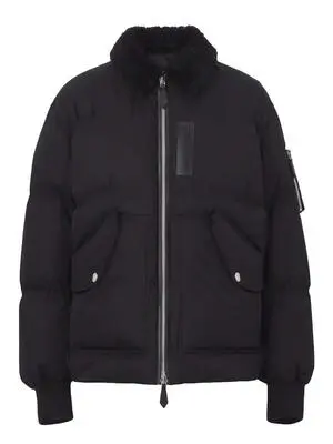 Burberry Shearling Collar Puffer Jacket - Black