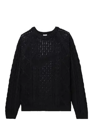Nike Cable Knit Long Sleeve Sweater - Black
