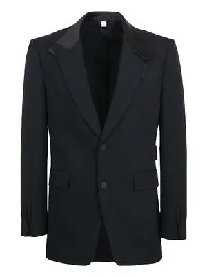 BURBERRY Satin Lapel Wool Tailored Jacket