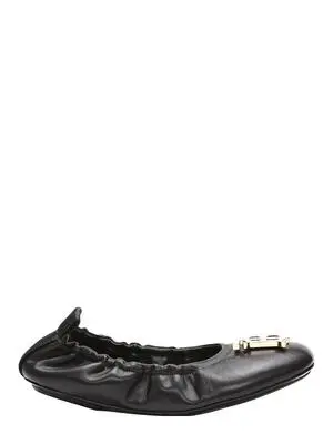 Burberry Tb Logo Plaque Ballerina Flats - Black