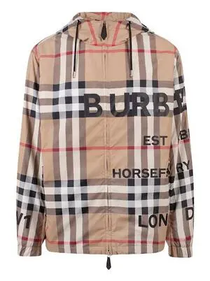 Burberry Tartan Motif Nylon Jacket - Beige