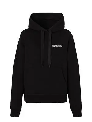 Burberry Tb Monogram Logo-embroidered Hoodie - Black