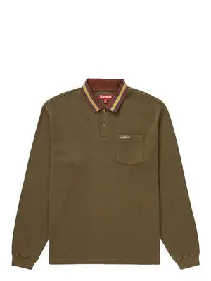 Supreme Thermal Long Sleeve Polo Shirt - Olive