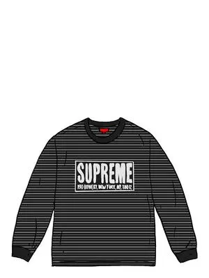 Supreme Thin Stripe Long Sleeve Top - Black