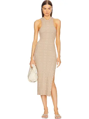 L'academie By Marianna Halia Midi Knit Dress - Beige Multi