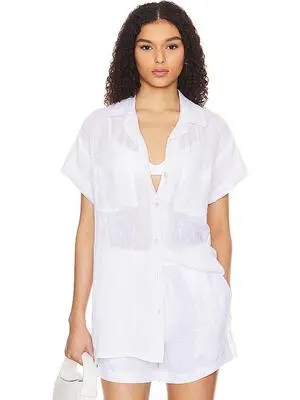 VITAMIN A Playa Pocket Blouse - White Ecolinen