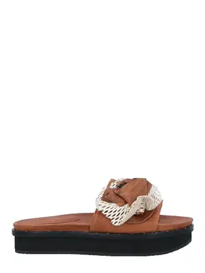 IXOS Leather Slide Sandals - Brown
