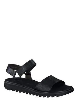 Paul Green Toni Leather Sandals - Black Grained