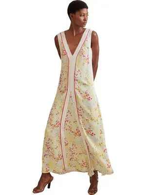 REISS Eliza Floral Maxi Dress - Pink/yellow