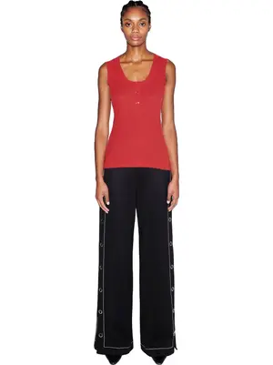 Rosetta Getty Rosetta Getty Scoop Neck Henley Tank Top Red / Orange
