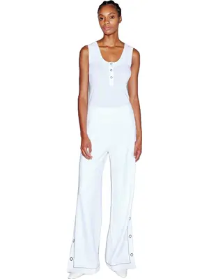 Rosetta Getty Scoop Neck Henley Tank Top - White