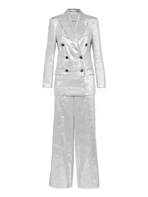 Brunello Cucinelli Metallic Linen-blend Suit - Grey
