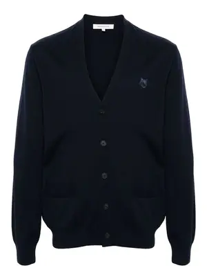 Maison Kitsuné Chillax Fox Wool Cardigan - Blue
