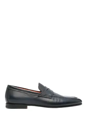 Santoni Penny-slot Leather Loafers - Blue