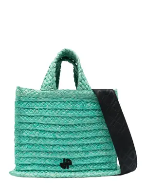 Patou Small Jp Raffia Tote Bag - Green