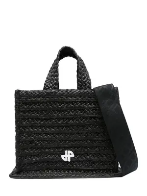 Patou Small Jp Raffia Tote Bag - Black