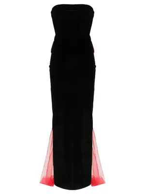 ATU BODY COUTURE Bow-detail Velvet Gown - Black