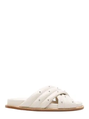 Fabiana Filippi Stud-detailed Leather Slides - White
