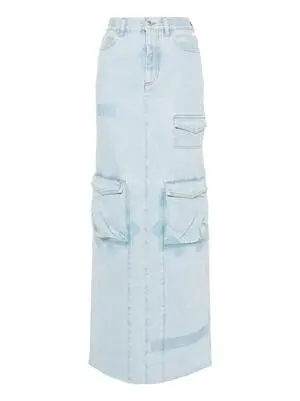 Gcds Cargo Denim Maxi Skirt - Blue
