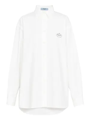 Prada Logo-embroidered Cotton Shirt - White