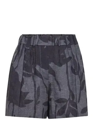 BRUNELLO CUCINELLI Brunello Cucinelli Ramage Print Linen Mini Shorts
