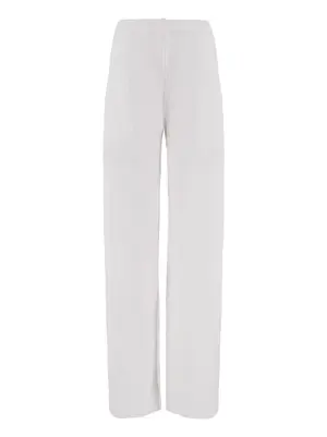 FERRAGAMO Patch-detail Linen-blend Trousers - White