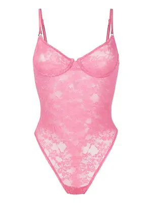 Fleur Du Mal Le Stretch Lace Bodysuit - Pink